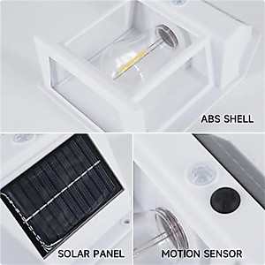 Tzou Modern Style Led Wall Lights with 5.5V 1.43W Solar Panel 3 Lighting Modes Outdoor Waterproof PIR Motion Sensor Solar Powered Wall Light Fixtures White