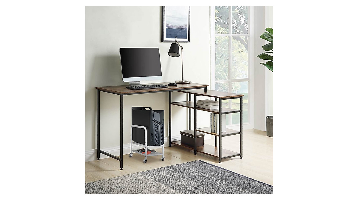 360Tronics White Adjustable PC Stand with Locking Wheels for Office & Home