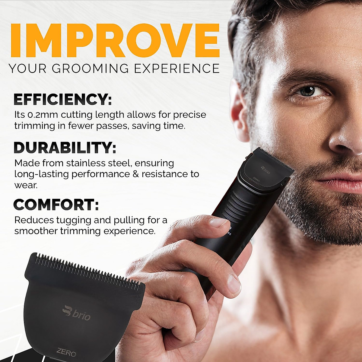 Brio Zero Blade Compatible Beardscape V2 & V1 Trimmers, Cuts Extremely Close at 0.2mm, Stainless Steel Blade Perfect for Super Close Cuts, Creating Tight Lines and Cleaning up Mustaches (Black)