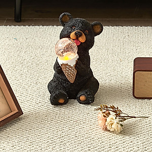 The Roo - Black Bear Solar Light Figurine - Outdoor Waterproof Garden Statue - Animal Garden Decor Light - Solar Lantern for Outside - Housewarming Gifts - Patio, Yard, and Lawn