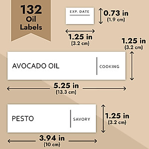Talented Kitchen 132 Preprinted Minimalist Oil Labels for Bottles, Condiments Labels, Oils and Vinegars Dispenser Stickers, Pantry Labels for Oil Bottles Organization