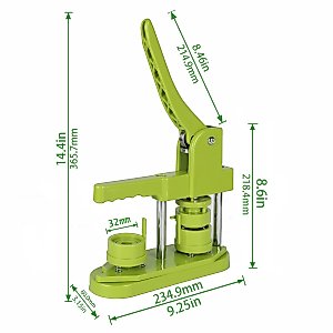 ZKGRAND Upgrade Version Button Maker Machine(Green) 32mm(1¼ in),DIY Pin Button Maker Press Machine Kit,Badge Punch Press Machine with Free 100pcs Button Parts&Pictures&Circle Cutter&Magic Book