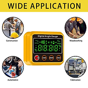 eOUTIL Magnetic Digital Angle Finder Protractor Inclinometer - Cube Digital Level Angle Gauge with Magnetic Base and Backlight - Precision Level Box for Woodworking, Construction, Machinery, Masonry