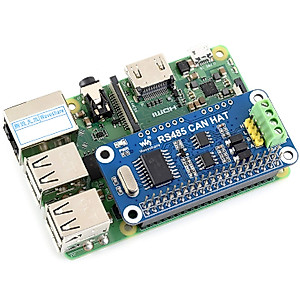 RS485 CAN HAT for Raspberry Pi 4B/3B+/3B/2B/B+/A+/Zero/Zero W/WH/Zero 2W, Long-Distance Communication via RS485/CAN Function Onboard CAN Controller MCP2515 via SPI Interface Transceiver SIT65HVD230DR
