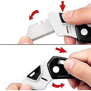 3 pcs Folding Lock Back Utility Knife, Compact Box Cutter with Lock Back Release and Quick-Change Mechanism, Heavy Duty Cardboard Cutter