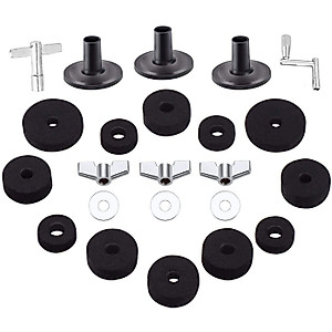23 Pieces Cymbal Replacement Accessories Cymbal Felts Hi-Hat Clutch Felt Hi Hat Cup Felt Cymbal Sleeves with Base Wing Nuts Cymbal Washer and Drum Keys for Drum Set (23pcs)