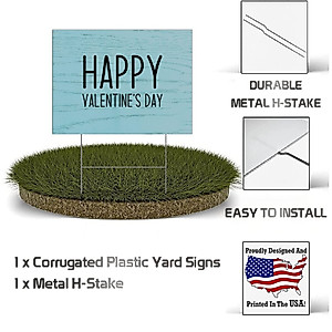 Lawn Yard Signs Happy Valentine's Day Corrugated Sign Couples Anniversary Motivational Quotes for Garage Sales Rent Open House Construction 18x24 inches
