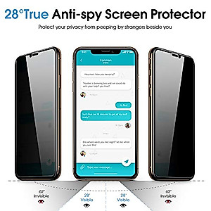 Elecshion (Full-Coverage) Privacy Screen Protector (2 Pack) for 2019 iPhone 11 Pro Max / 2018 iPhone Xs MAX, True 28° (Case Friendly) Anti-spy Tempered Glass with Easy Installation Tray(6.5 '')