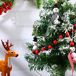 Yulejo 180-Piece Christmas Snowman Buffalo Plaid Wood Round Beads with Twine Scarf - Vivid Colors for Crafts