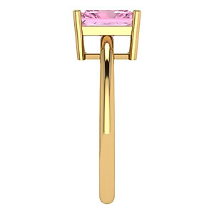 Clara Pucci 1.75ct Radiant Cut Solitaire Pink Simulated Diamond Engagement Bridal Promise Anniversary Ring 18K Yellow Gold Size 7.5