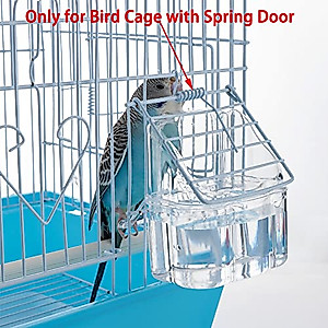 4 Pcs Bird Cage Feeder Plastic Cups Acrylic Feeding Bowl Anti- Splashing Water Food Feeder Box (for Bird Cage with Spring Door)