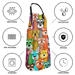 Bib Apron with 2 Pockets for Men Women, Adjustable Kitchen Aprons with Extra Long Ties Waterdrop Resistant for Cooking, Grill and Baking