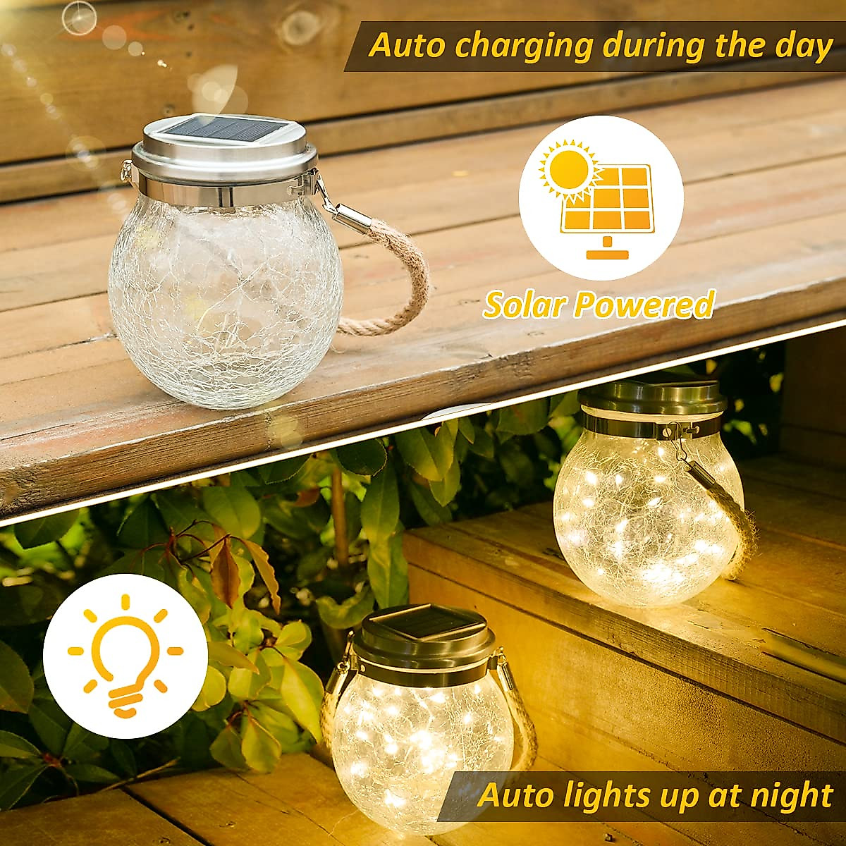 Frdvegd Hanging Solar Lantern Decorative Outdoor Waterproof Light for Garden Yard Lawn Decorations Led Lamp Decor Tree 2 Pack 4.7X4.7X5.5 inch