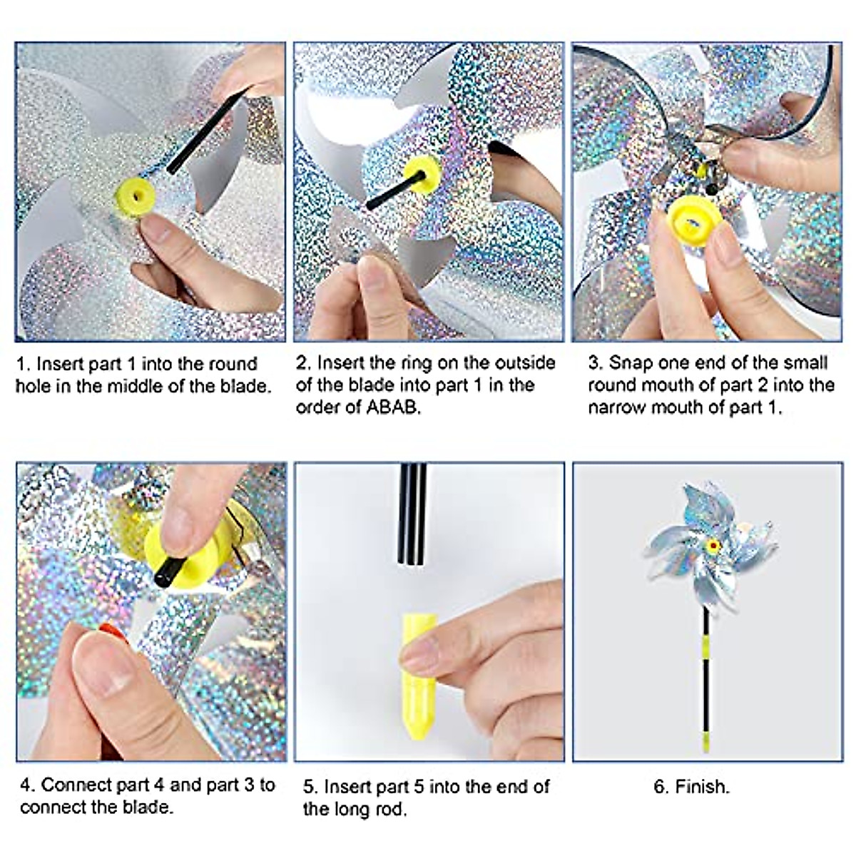 10 Pack Bird Scare Pinwheels, Woodpecker Deterrent Bird Repellent Devices Outdoor Reflective Blinder Pinwheels Effective Reflection Silver Spinner Animal Bird Deterrent to Keep Birds Away