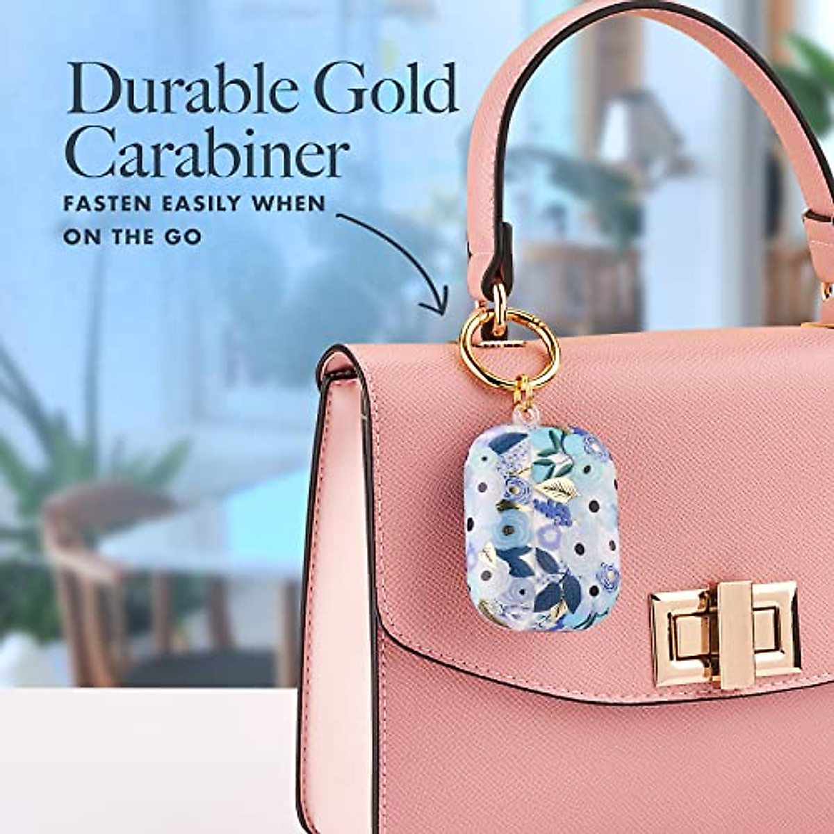 Rifle Paper Co. AirPods Pro 1 Case/AirPods Pro 2 Case Cover with Keychain [Wireless Charging Compatible] [Front LED Visible] Protective Cute Case for Apple Airpods Pro 2 / Pro 1 - Garden Party Blue