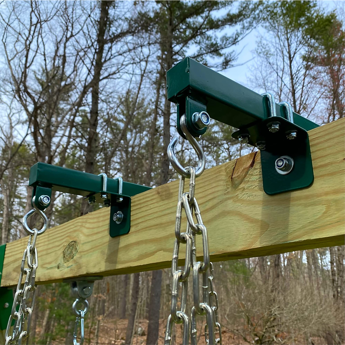 Safe Kidz Glider Swing Set: Complete Kit Combines Back-to-Back Double Swing, Adjustable 18-Inch Swing Set Brackets & Plastic-Coated Steel Swing Chains, Includes Hardware & Full Instructions