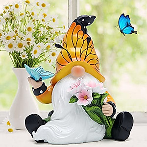 Hodao Spring and Summer Decorations Butterfly Decor Figurines 6“H Irish Dwarf Elf Indoor Home Decor Yard Gnome Decorations Gnome Collector's Gift