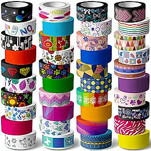 KUNMINGER 40 Rolls Washi Tape Set - 15 mm Wide Colored Masking Tape for Kids,Decorative Adhesive for DIY Crafts,Gift Wrapping, Scrapbooking Supplies,Bullet Journals,Planners,Party Decorations