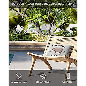 Recliner Head Pillow Ledge Loungers Chair Pillows with Insert Farm Animal Pig Rustic Wood Grain Lumbar Pillow with Adjustable Strap Outdoor Waterproof Patio Pillows for Beach Pool Chair, 2 PCS