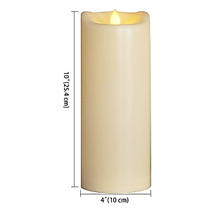 4” x 10” Waterproof Outdoor Flameless Candle with Timer Large Battery Operated Electric LED Pillar Candle for Gift Home Décor Party Wedding Supplies Garden Halloween Christmas Decoration, Set of 1