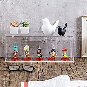 MyGift Wall Mounted Clear Premium Acrylic Collectible and Figurines Display Storage Floating Shelf, 2 Tier Hanging Shadow Box Style Shelf Rack