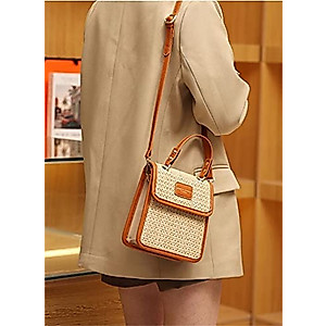 Women Straw Crossbody Bag Shoulder Bag Chic Hobo Tote Bag Mini Handbag Purse Cell Phone Bag Summer Beach
