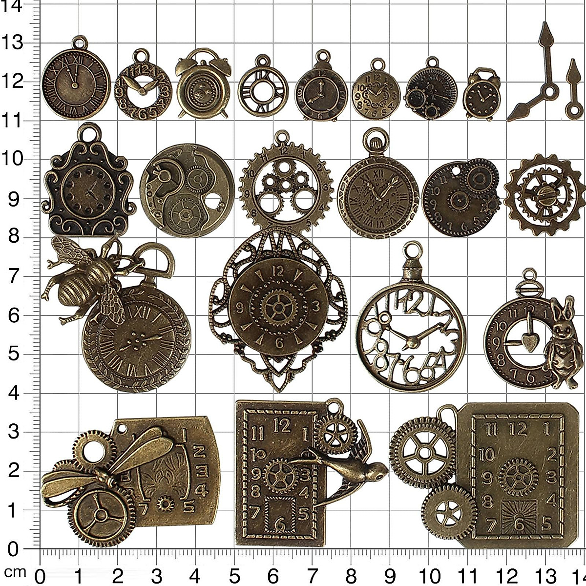 BIHRTC 40pcs Antique Bronze Mix Skeleton Steampunk Clock Face Watch Gear Cog Wheel Pendant Charms Jewelry Making DIY Steampunk Gear Pendant Charms