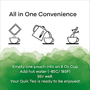 QuikTea Cardamom Instant Chai Tea Latte - 20 Count Single Box - Single Serve Pouches - All Natural & Preservative Free