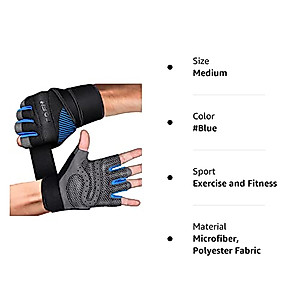 COFIT Breathable Workout Gloves, Antislip Weight Lifting Gym Gloves for Men Women with Wrist Wrap Support, Superior Grip & Palm Protection for Weightlifting, Fitness, Exercise, Training - Blue M