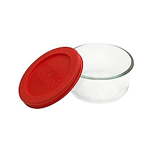 Pyrex Simply Store 1-Cup Single Glass Food Storage Container with Lid, Non-Pourous Glass Round Meal Prep Container with Lid, BPA-Free Lid, Dishwasher, Microwave, Oven and Freezer Safe