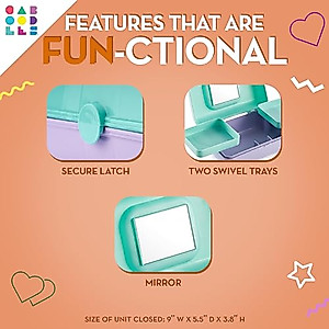 Caboodles Pretty in Petite Makeup Box, Two-Tone Peach on Seafoam, Hard Plastic Organizer Box, 2 Swivel Trays, Fashion Mirror, Secure Latch for Safe Travel