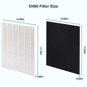 CERO D480 Replacement Filter D4 Compatible with Winix D480 Air Purifier, Item Number 1712-0100-00, 2 Grade Filter & 8 Activated Carbon Filters