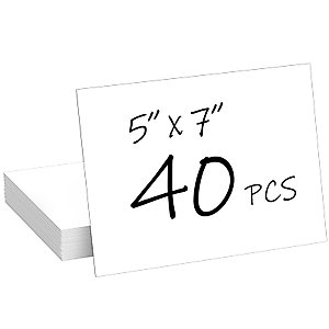 CreGear 40 Sheets White Cardstock 5x7 Cardstock Paper, 80lb/230gsm Thick Paper Card Stock White Blank Cardstock Thick Printer Paper Cardstock for Greeting Cards, Invitations, Postcards, DIY Cards