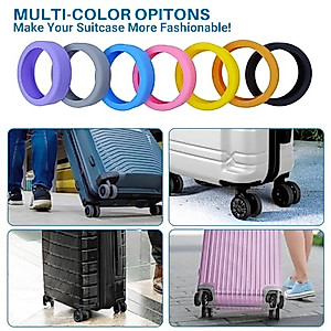 LEWSHQI 8pc Luggage Wheel Covers-Carry on Luggage Suitcase Wheels Protector/Luggage Caster Cover for Most 8-Spinner Wheels Luggage Sets,Silicone Case for Suitcases Wheel/Luggage Accessories/Black