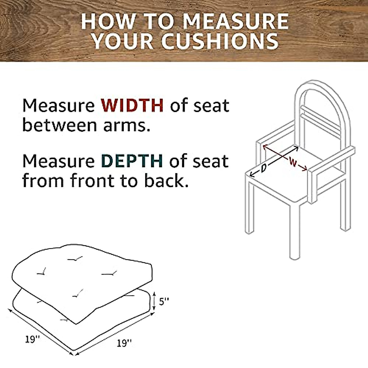 RACLVAY Outdoor Chair Cushions, Outdoor Cushions 19x19 inch, Patio Chair Cushions Seat Pads, Indoor Full-Length Ties for Non-Slip Support, Plump Filling, Premium Thick Fiber, Set of 2, Green