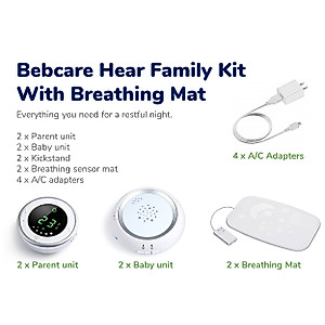 Bebcare Hear Audio Baby Monitor with Ultra-Low Radiation Safe Technology, Breathing Sensor, Night Light and White Noise Silencer for Reception up to 2000 feet (Without Breathing Sensor Mat)