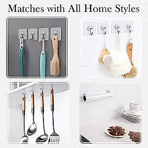 HAOSUM Hanging Chain with Adhesive Hooks for Stained Glass Window Hangings and Suncatchers,Transparent Sticky Hooks Pack for Window Door Wall in Kitchen,4 Pieces 8 Inch and 2 Pieces 24 Inch Pack