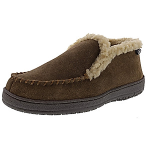 Clarks Sage Suede Moccasin Faux Fur Lining Indoor Outdoor Bootie Slippers (Sage Suede, 12)