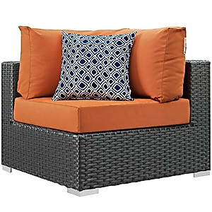Modway EEI-2374-CHC-TUS-SET Sojourn Wicker Rattan 7 Piece Outdoor Patio Sunbrella Sectional Set, Canvas Tuscan Orange