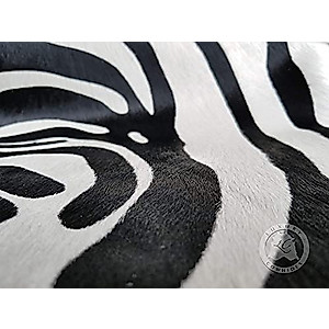 Zebra Print Black on Off White Genuine Cowhide Rug 6 x 7 ft. 180 x 210 cm