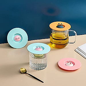 6 PCS Silicone Anti-dust Cup Lids - Food Grade Silicon Mug Cover Heat Resistant Mug Cap, Airtight Cup Cover Reusable Mug Suction Seal Cap for Coffee and Tea