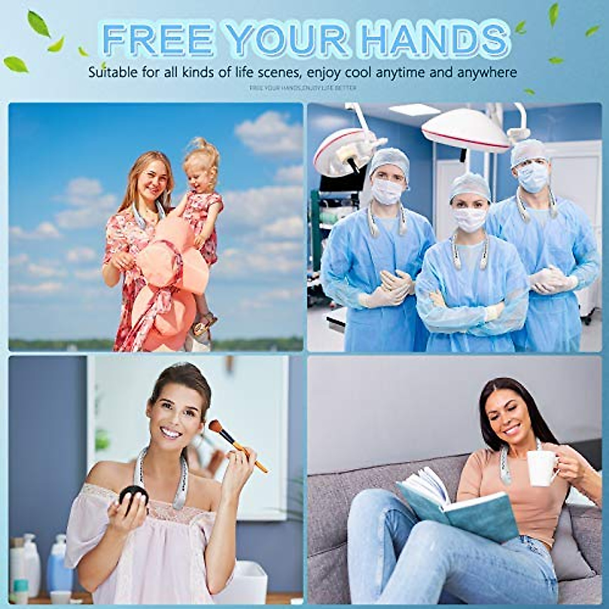 DGLK The Portable Neck Fan From Popular Earphone Design,The Leafless Neck Fan Perfect For Personal Fan，with Features，Mini Fan, Ultra-Quiet, Battery Powered Fan, Suitable For Outdoor Sports