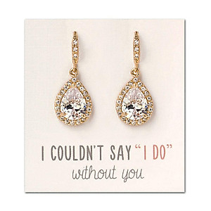 A+O Wedding Bridesmaids Gift Drop Dangle Earrings in Gold