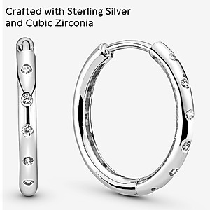 Pandora Jewelry Simple Sparkling Hoop Cubic Zirconia Earrings in Sterling Silver