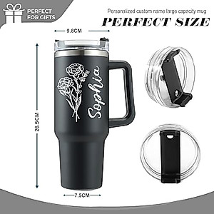 Mothers Day Gifts Personalized 40oz Tumbler Custom Tumbler Cup Sublimation Tumbler with Lid & Straw Colorful Text Customized Stainless Steel Insulated Cup Personalized Gifts for Mom Grandma Wife