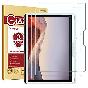 OMOTON [3-Pack Screen Protector for Surface Pro 7 Plus 7 6 5 4 [12.3 Inch] - Tempered Glass/Guide Frame/Scratch Resistant (NOT for Surface Pro 8)