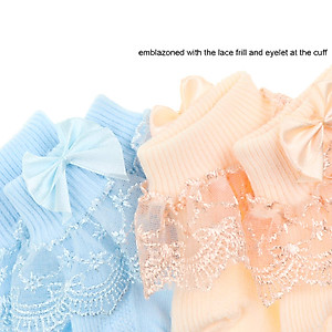 BQUBO Baby Girls Socks Eyelet Ruffle Lace Sock Cute Bow-knot Socks Newborn/Infant/Toddlers/Kids Frilly Summer Thin Dress Sock
