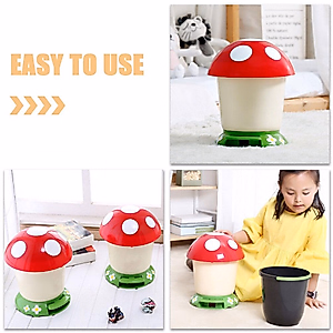 MAGICLULU Mushroom Trash Can with Foot Pedal Plastic Wastebasket Cute Garbage Container Bin Recycle Can for Kitchen Bedroom Living Room Bathroom Home Office Decoration
