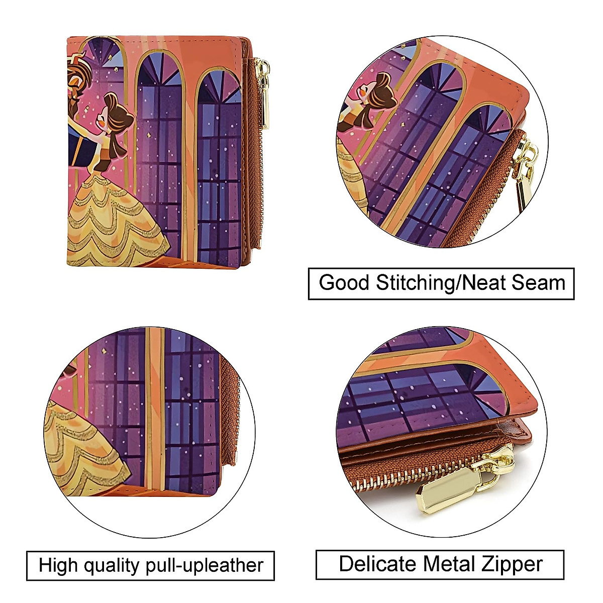 KBVWHW Cartoon Animation Faux Leather Wallet |Beauty and The Beast Wallet | TV Movie Lover Gifts Birthday Graduation Inspirational Gifts for Daughter Girls (beauty 2)