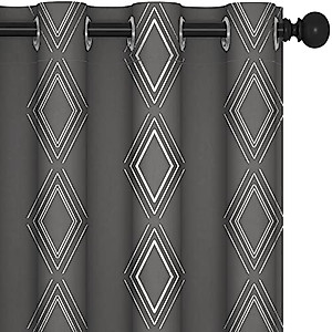 Deconovo Grey Blackout Curtains with Geometric Pattern, Living Room Curtains 72 Inch Length, Soundproof Window Panels for Nursery (Grey, 52W x 72L Inch, 2 Panels)